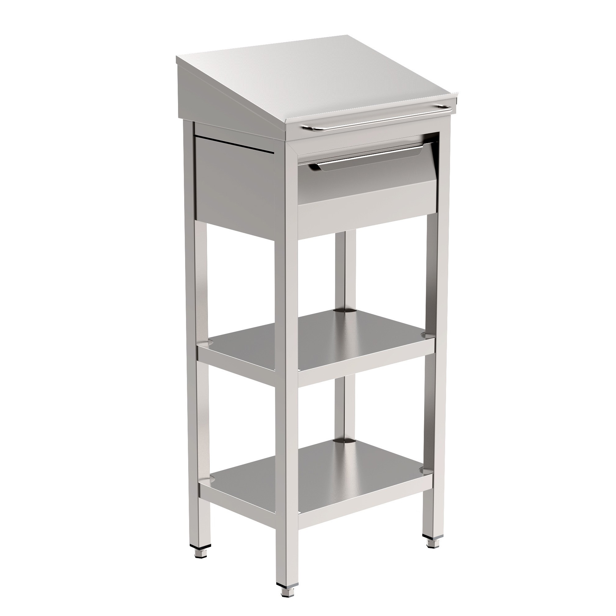WRITING STAND WITH 1 DRAWER AND 2 SHELVES ON FEET - Cleanroom Components